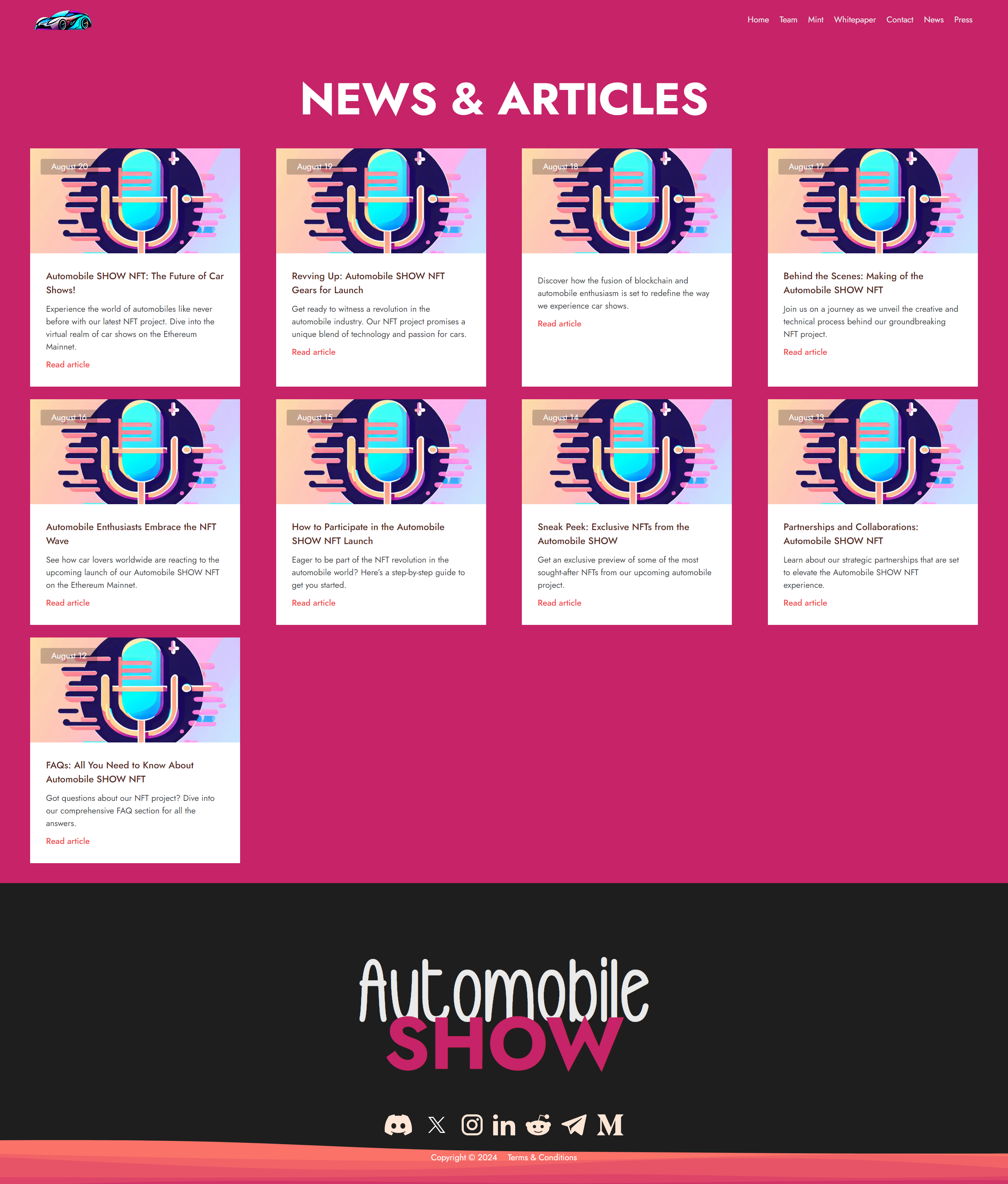 NFT Mint Template - Automobile SHOW by Web3Market | CodeCanyon