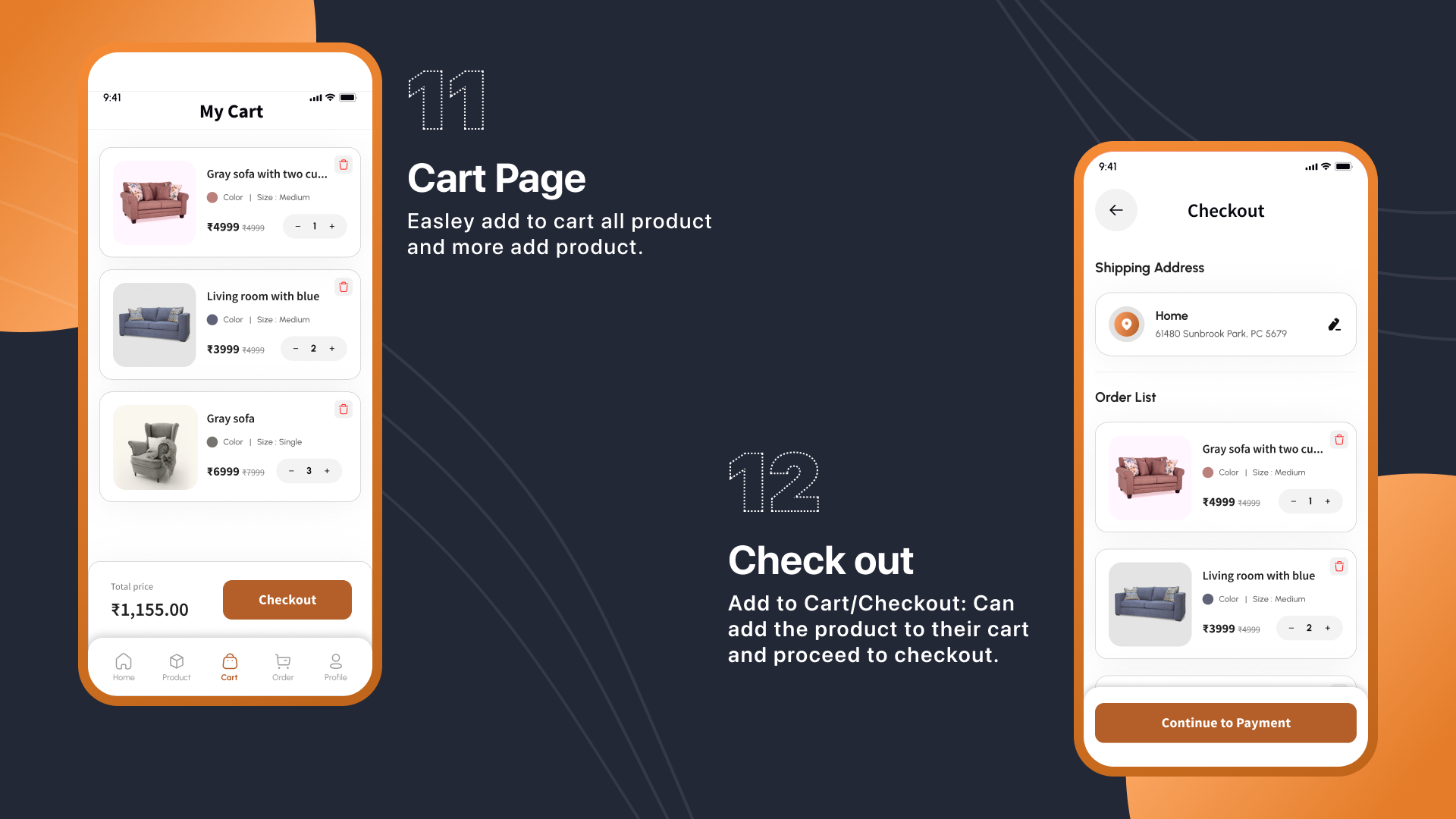 Furniture Ecommerce App UI/UX React Native Mobile Skin by GuildSolution