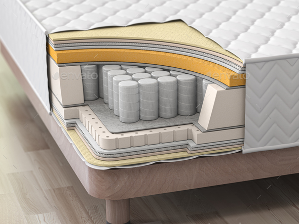 Matttress cross section. Structure of layers of mattress. Stock Photo ...