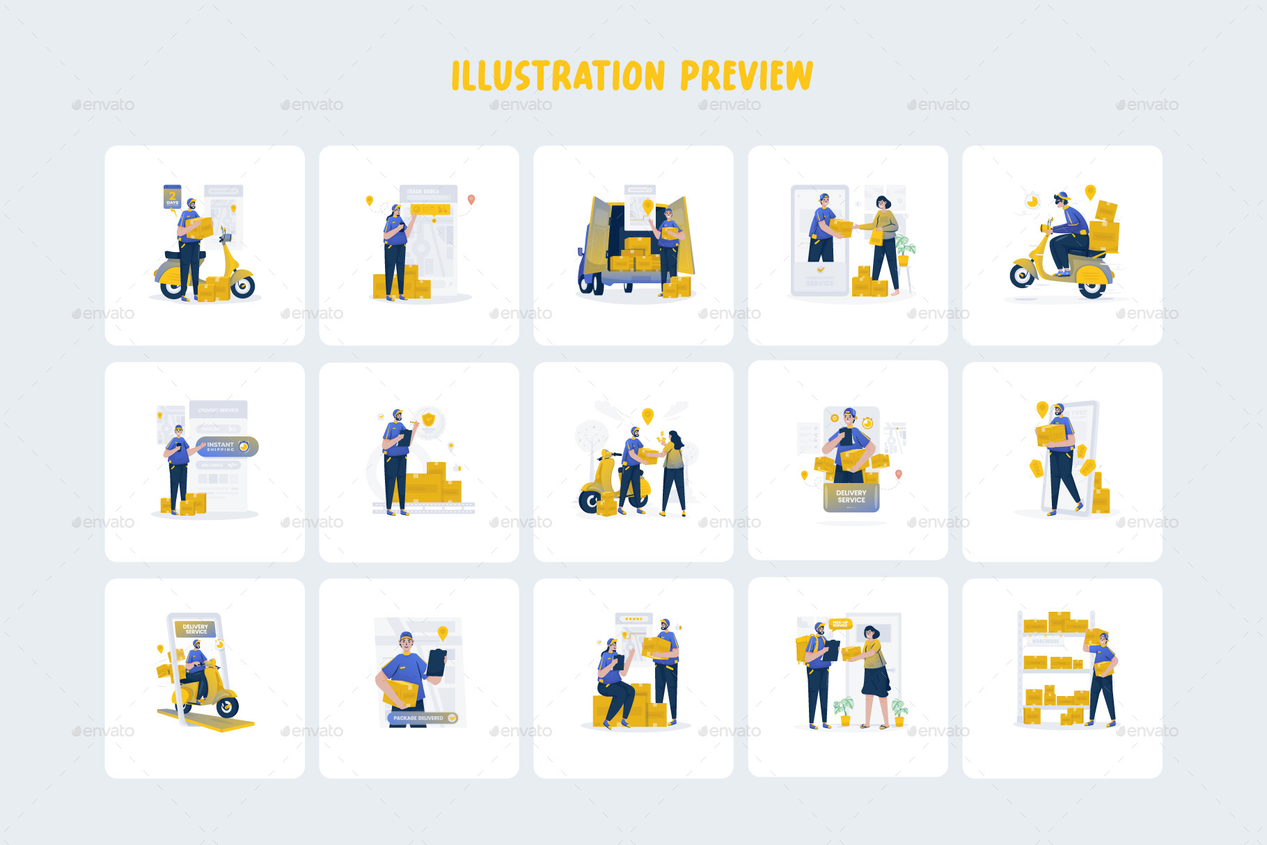 Delivery Service Vector Illustration Set, Vectors | GraphicRiver