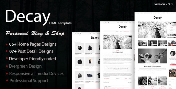 Decay Modern Personal Blog HTML Responsive Template by Dewwater ...