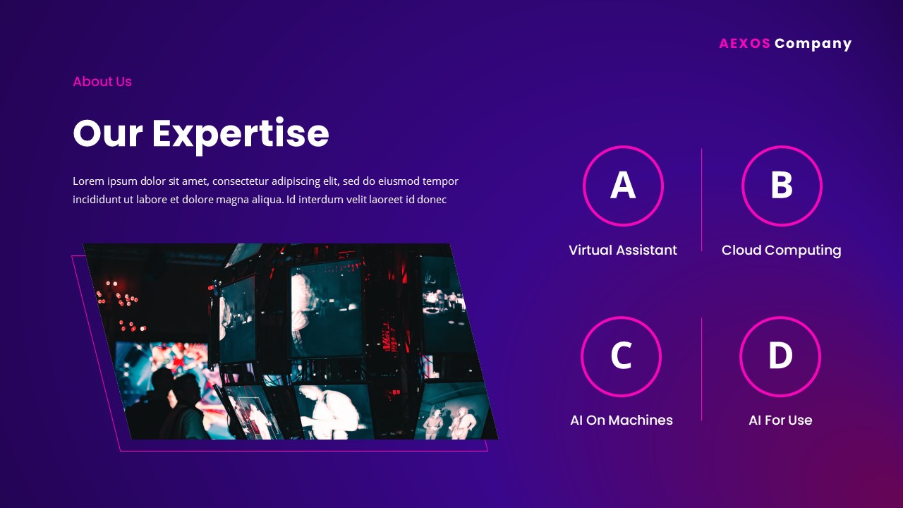 Aexos - AI Tech Presentation PowerPoint Template, Presentation Templates