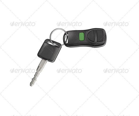 Car keys, objects isolated on white background . Stock Photo by ozaiachin