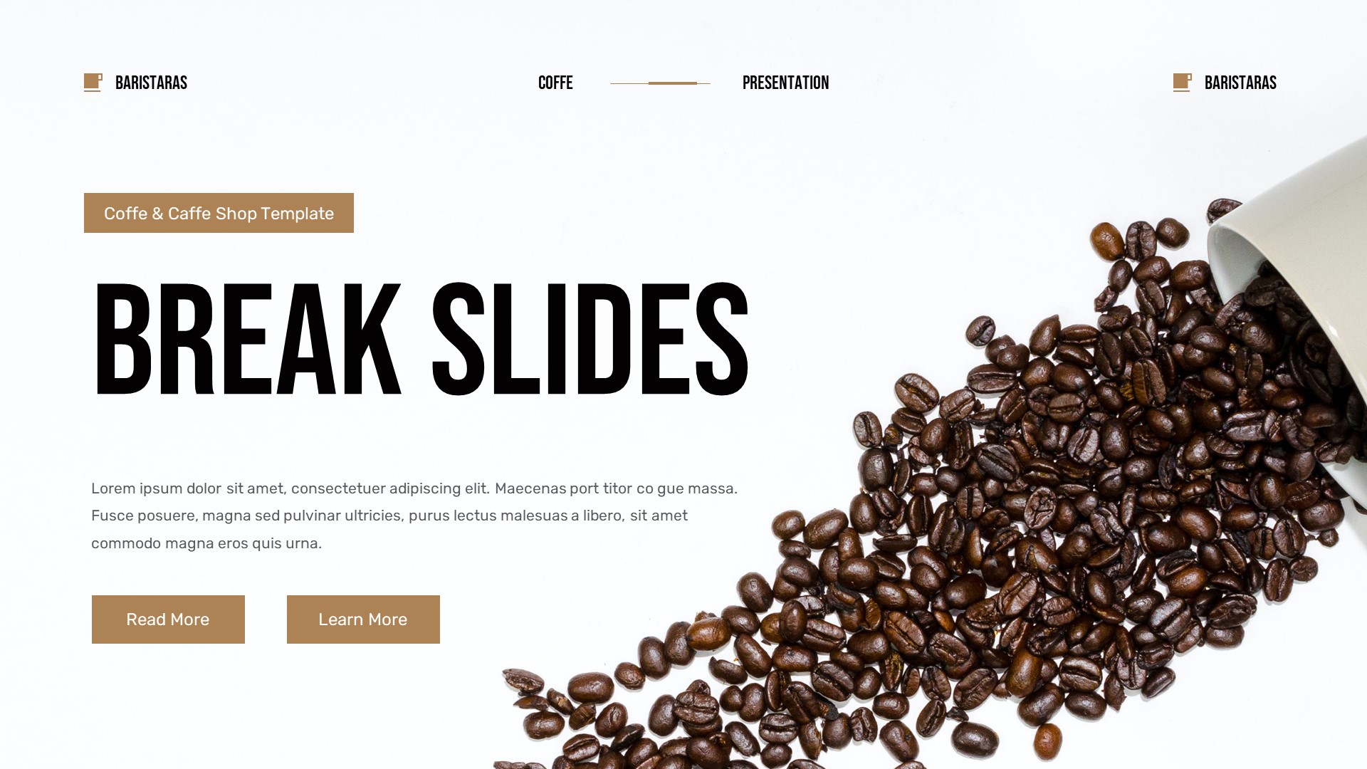 Baristaras - Coffe & Cafe Shop Powerpoint Template, Presentation Templates