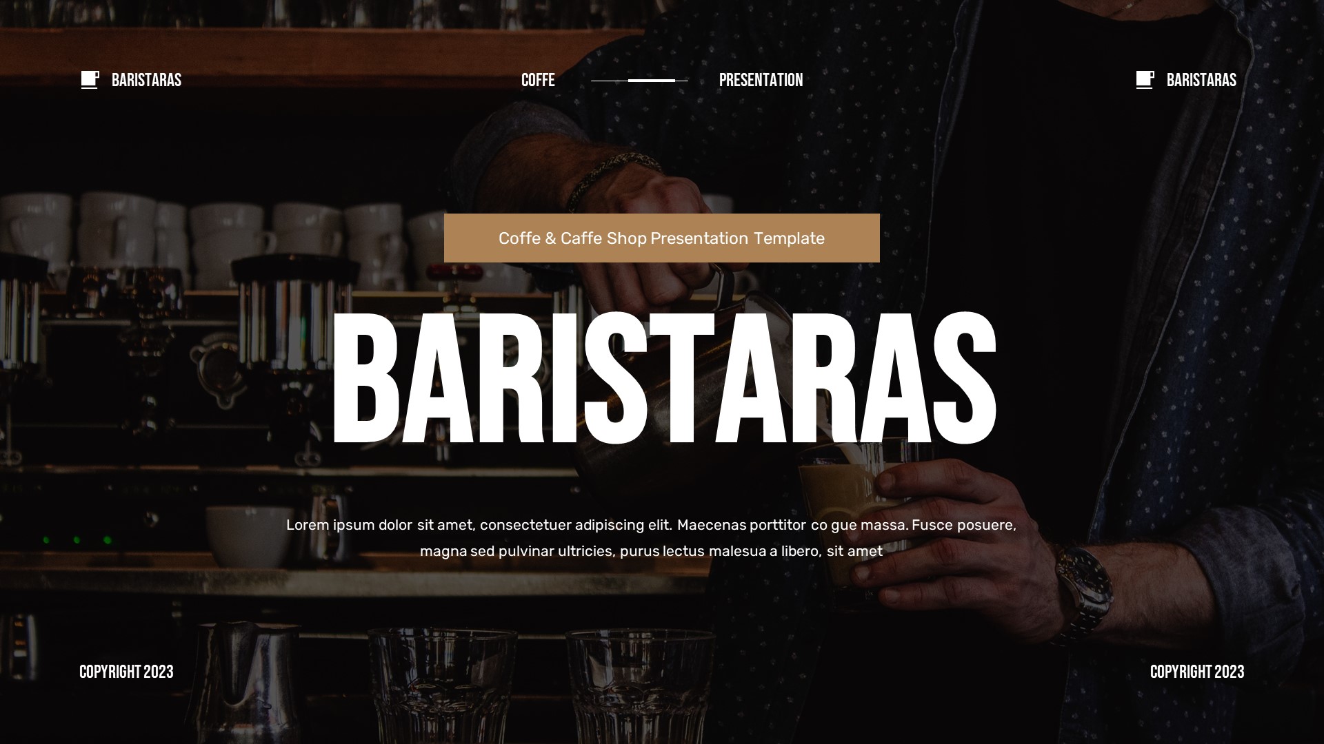 Baristaras - Coffe & Cafe Shop Powerpoint Template, Presentation Templates