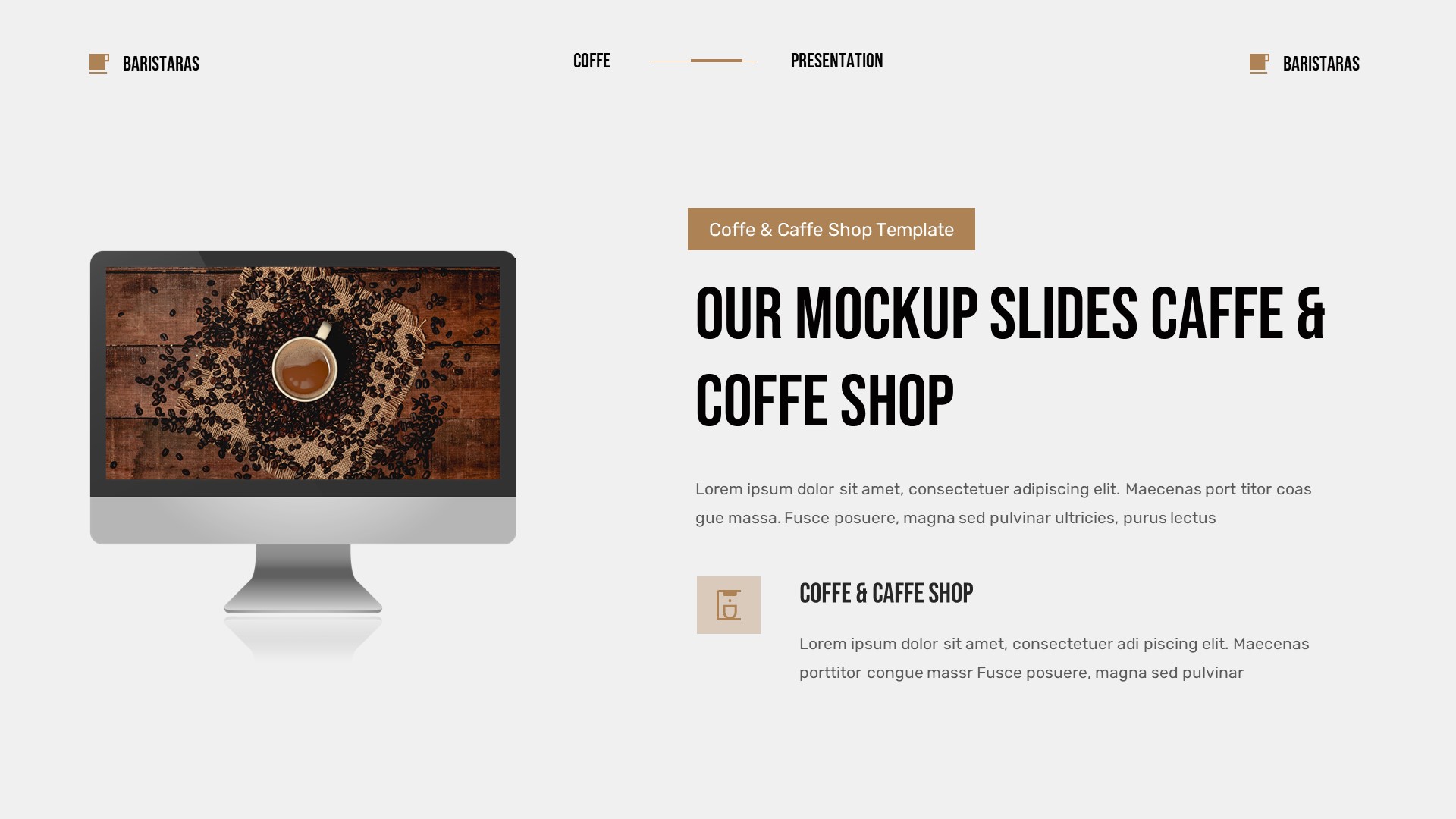 Baristaras - Coffe & Cafe Shop Powerpoint Template, Presentation Templates