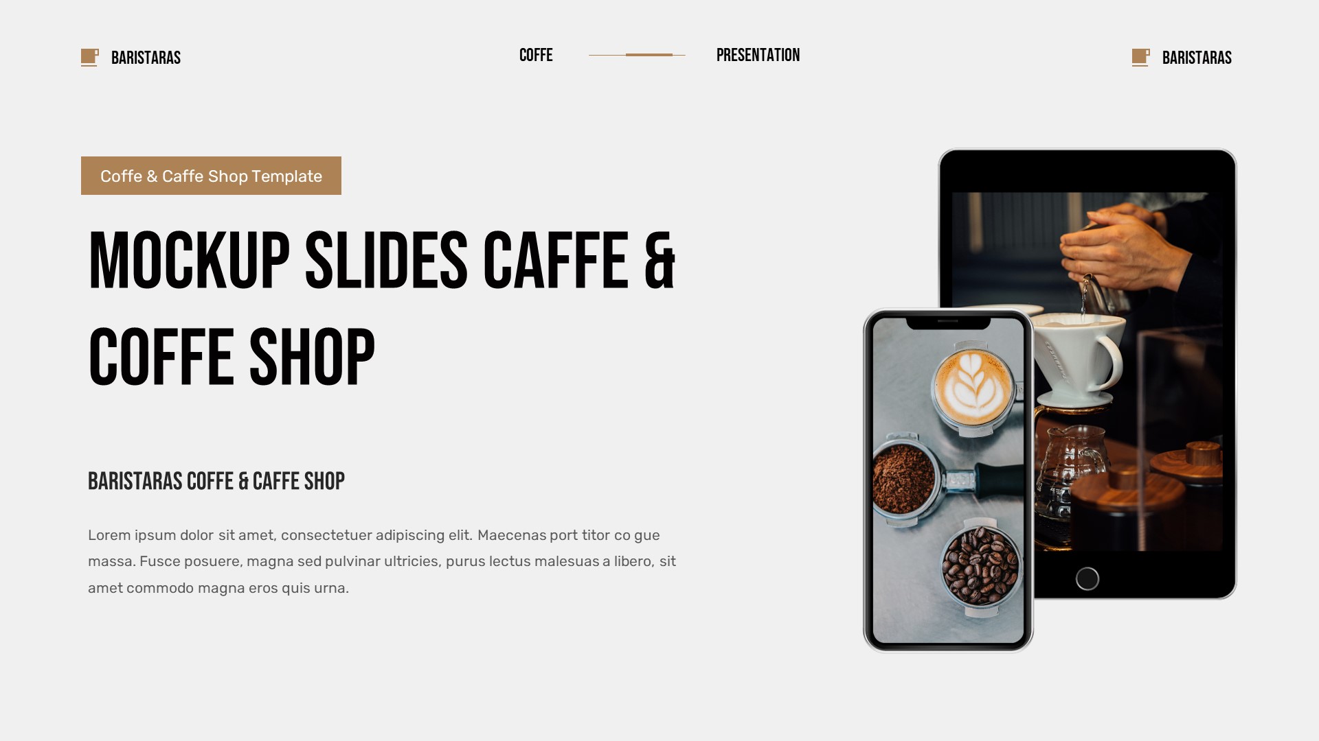 Baristaras - Coffe & Cafe Shop Powerpoint Template, Presentation Templates