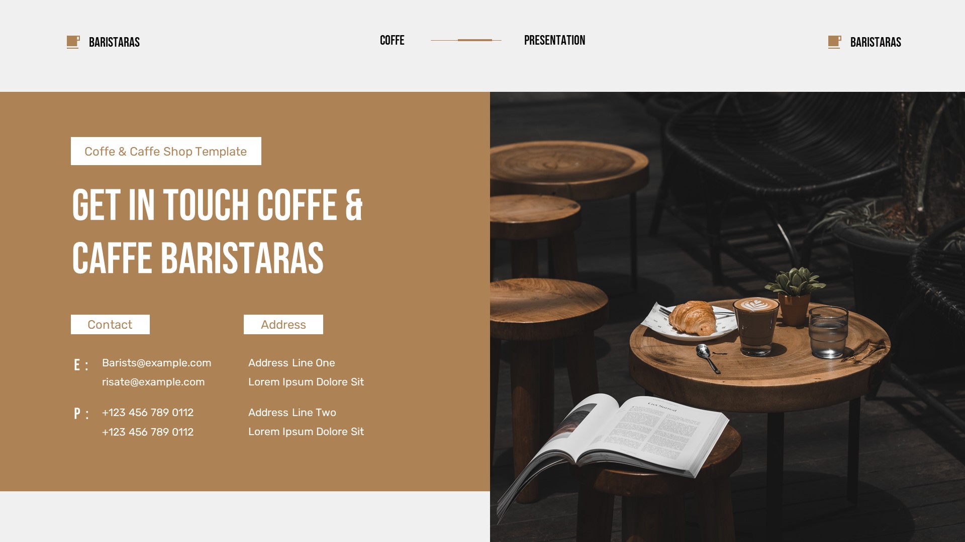 Baristaras - Coffe & Cafe Shop Powerpoint Template, Presentation Templates