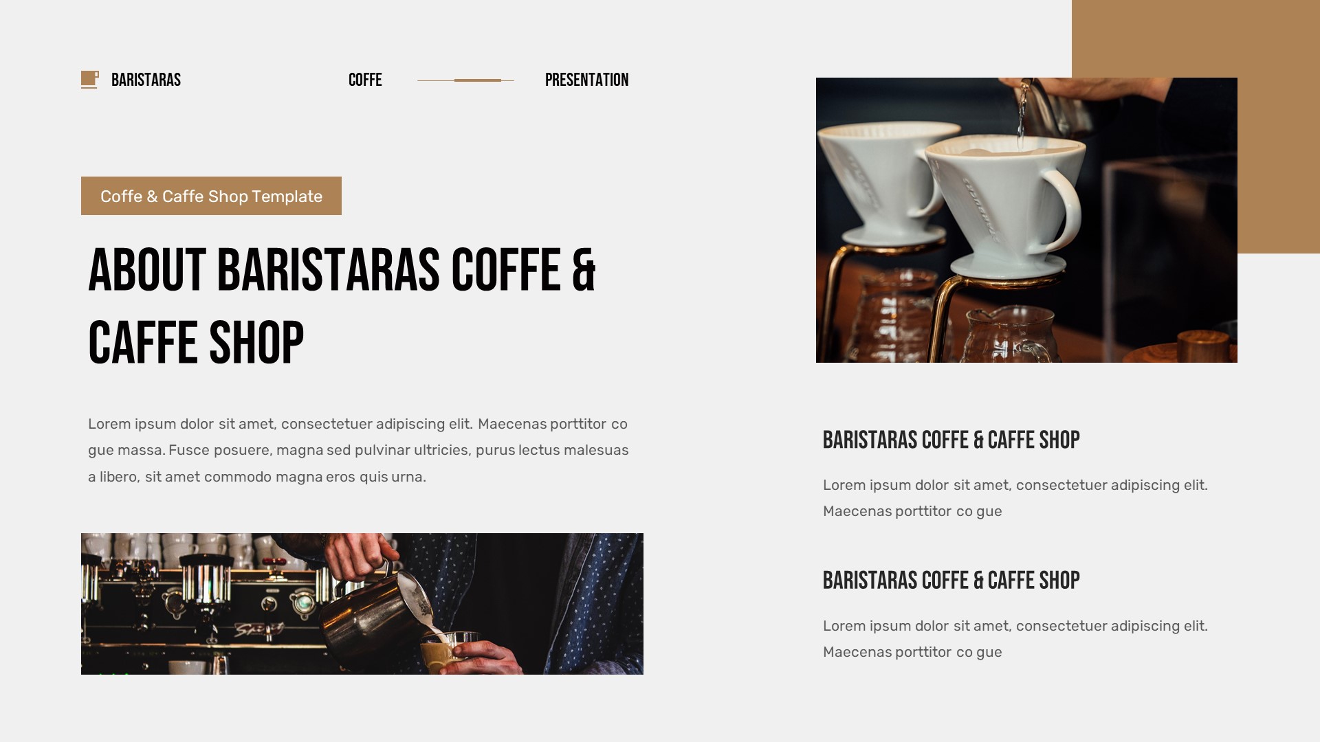 Baristaras - Coffe & Cafe Shop Powerpoint Template, Presentation Templates