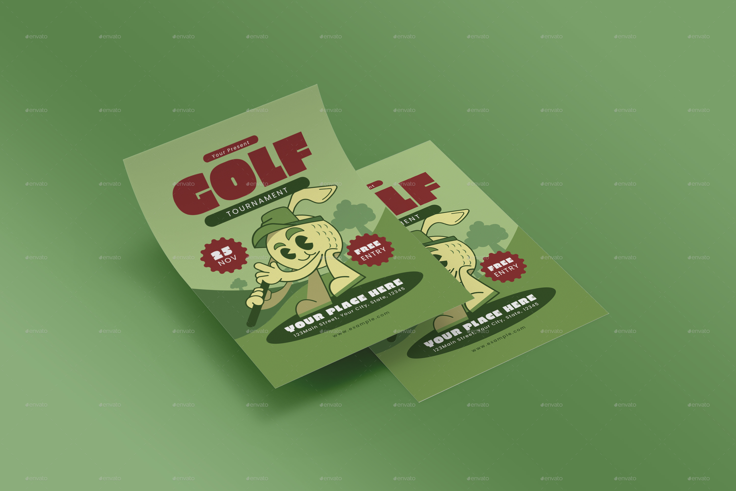 Retro Golf Tournament Flyer Set, Print Templates | GraphicRiver