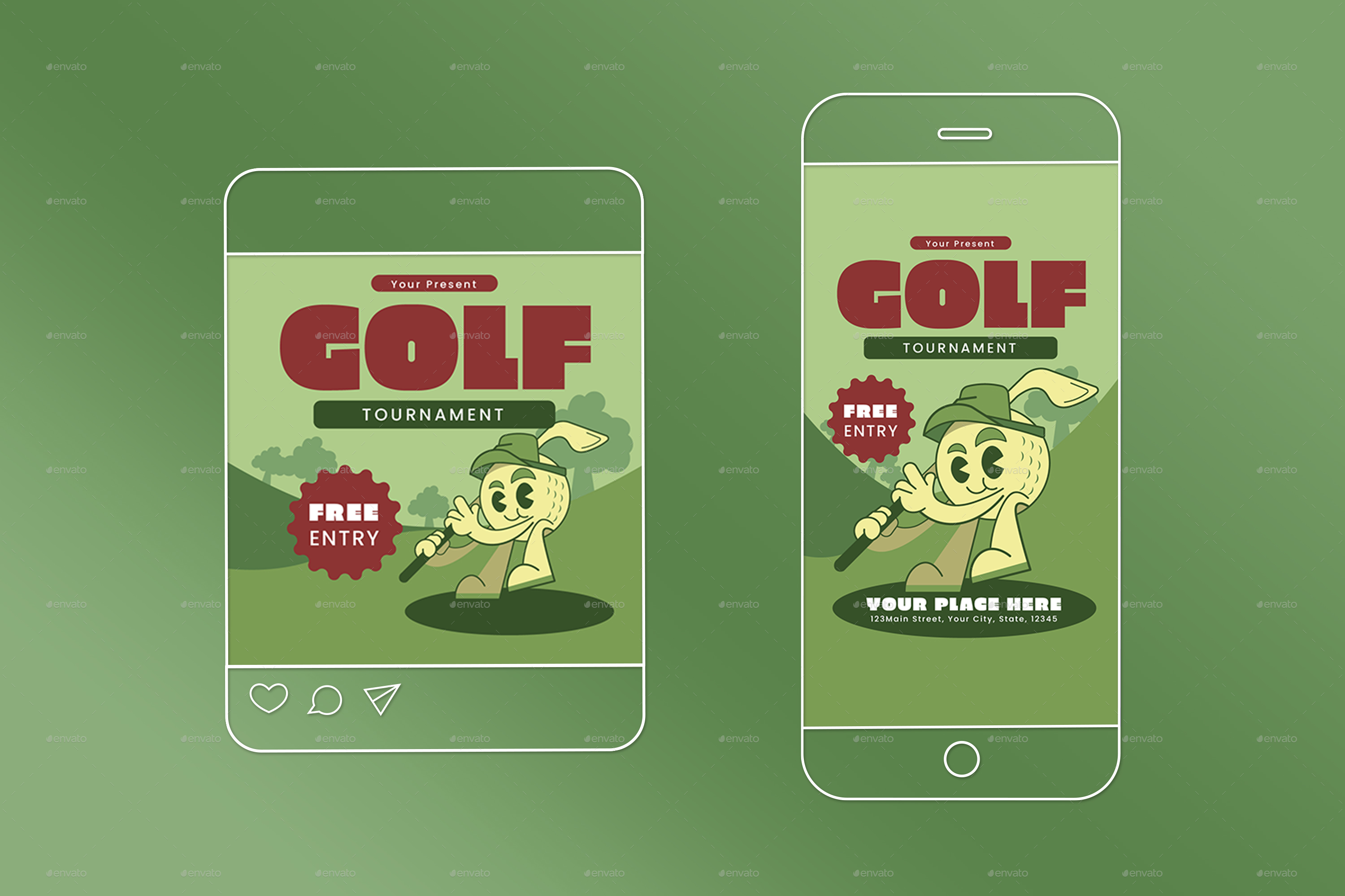 Retro Golf Tournament Flyer Set, Print Templates | GraphicRiver