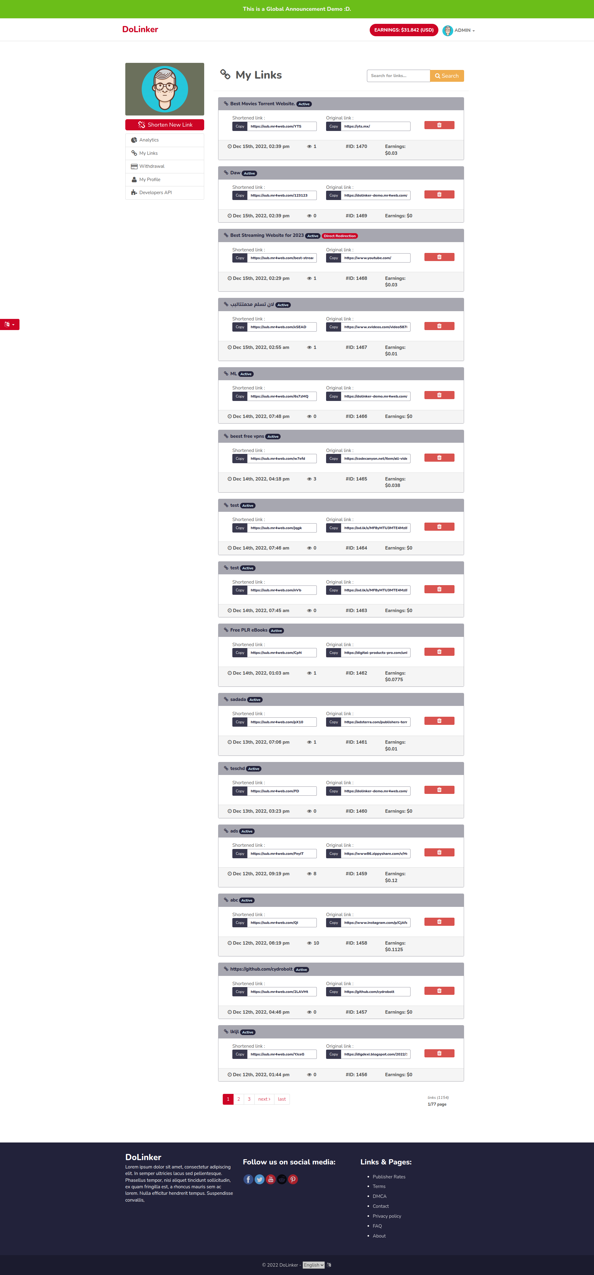 DoLinker - Ultimate URL Shortener Platform (SaaS). by MR_MED | CodeCanyon