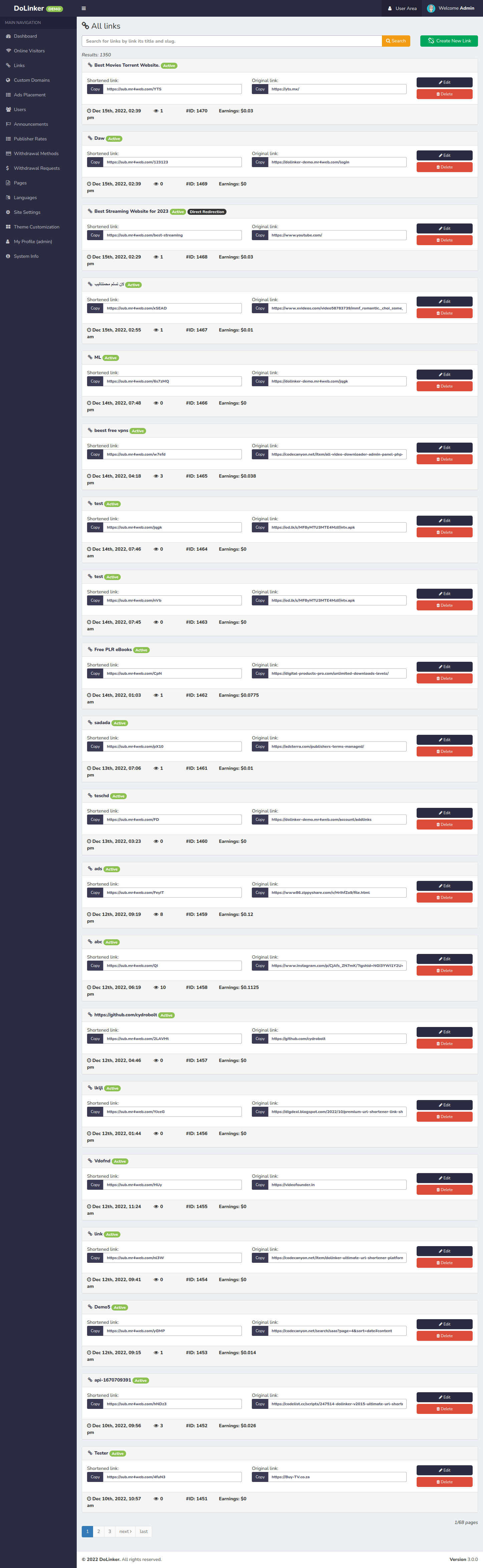 DoLinker - Ultimate URL Shortener Platform (SaaS). by MR_MED | CodeCanyon