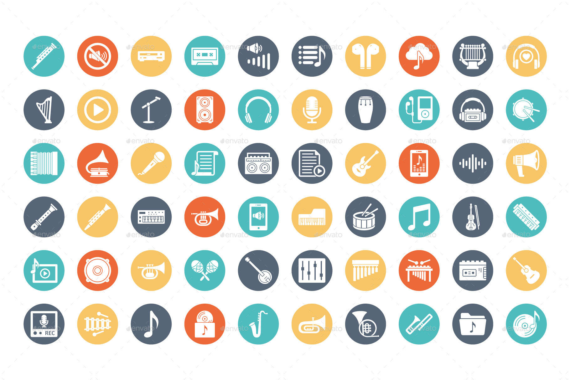 Multimedia and Music Icons Pack | AI | EPS | SVG, Icons | GraphicRiver