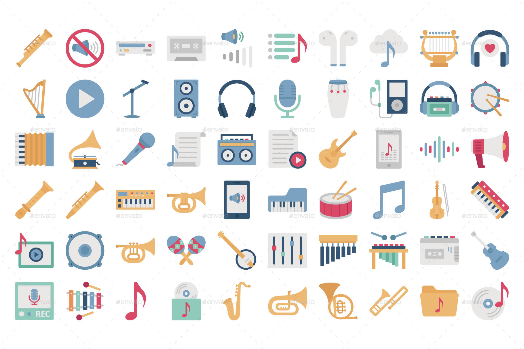 Multimedia and Music Icons Pack | AI | EPS | SVG, Icons | GraphicRiver