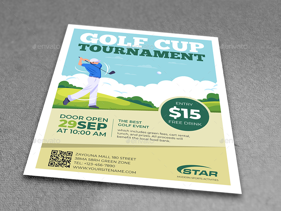 Golf Tournament Flyer Template, Print Templates | GraphicRiver