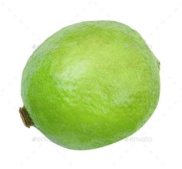 Lime closeup isolated on white background. Whole fresh lime front view ...