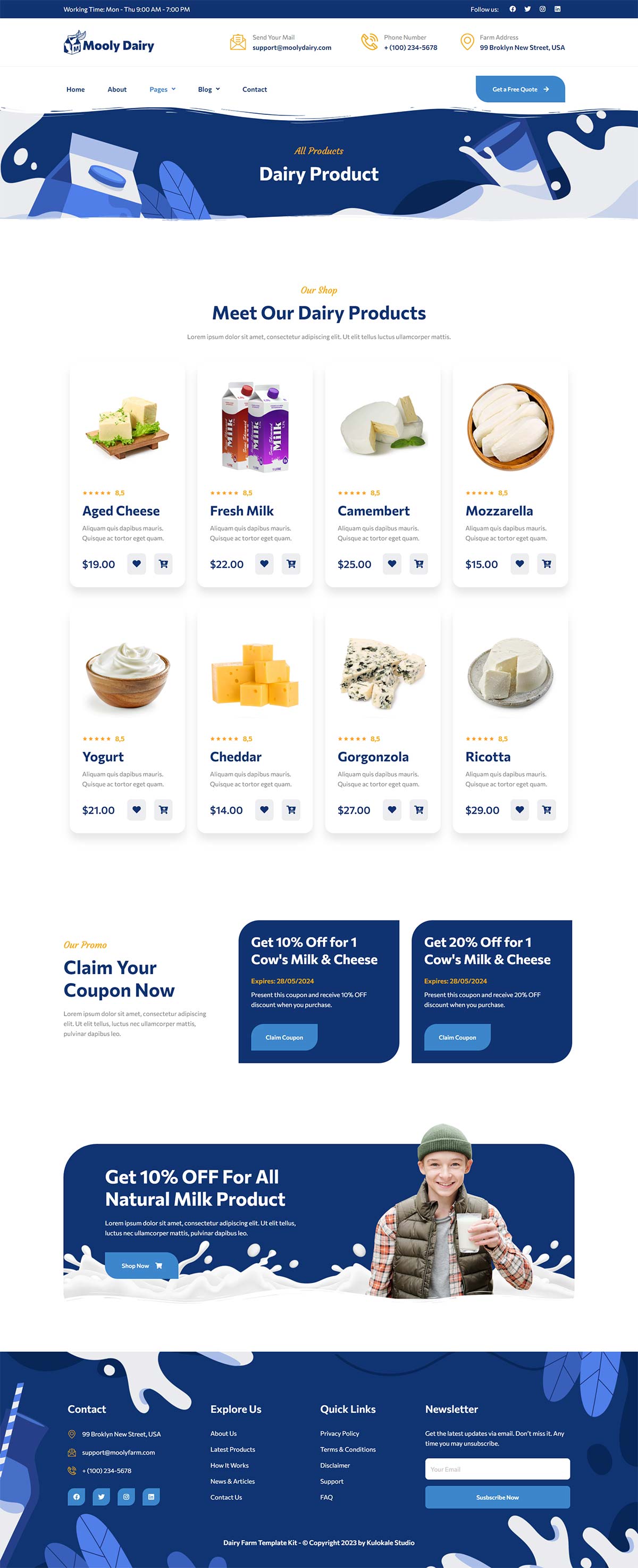 Mooly - Modern Cow Dairy Farming Elementor Template Kit by Kulokale