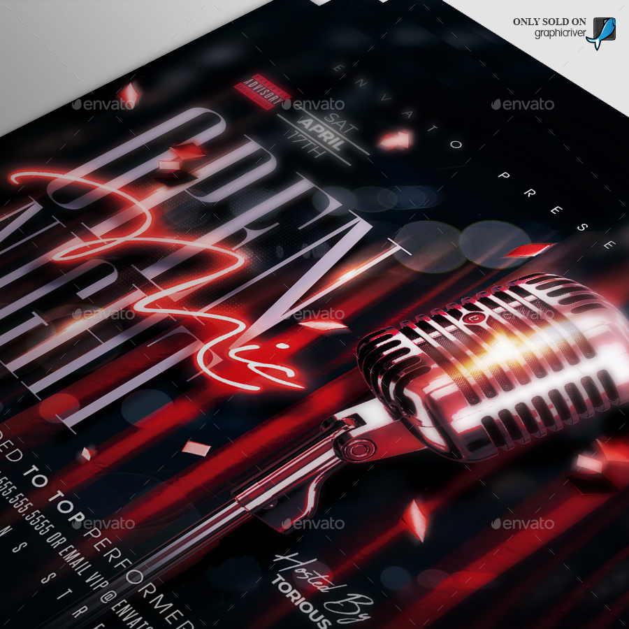 Open Mic Night Flyer Template, Print Templates | GraphicRiver