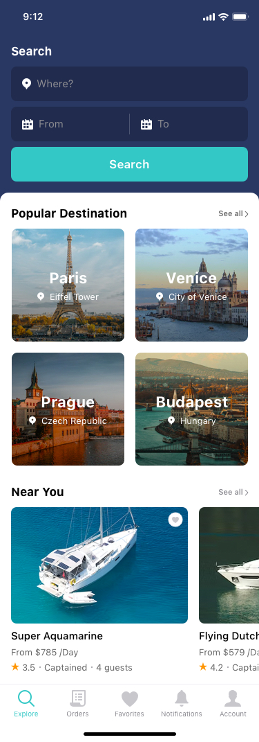 Seaxail - Figma Yacht & Boat Rental App by arthgoods | ThemeForest