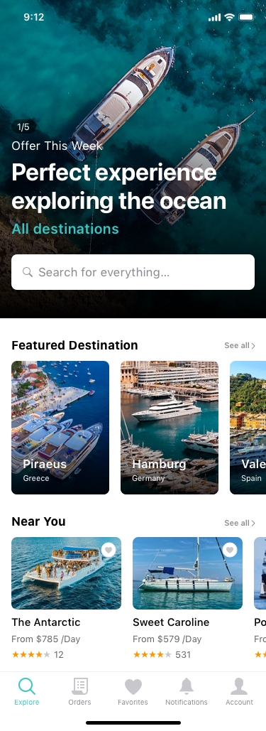 Seaxail - Figma Yacht & Boat Rental App by arthgoods | ThemeForest