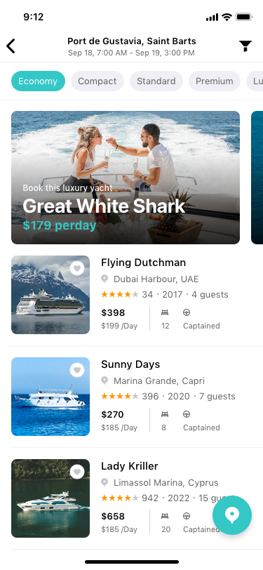 Seaxail - Figma Yacht & Boat Rental App by arthgoods | ThemeForest