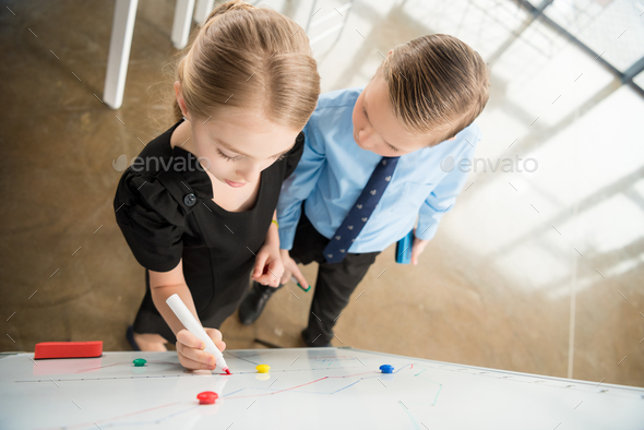 Children in formal clothes making presentation, children in business ...