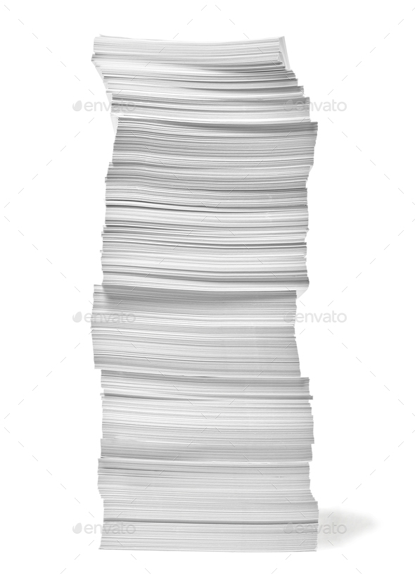 paper stack pile office paperwork busniess education Stock Photo by dvatri