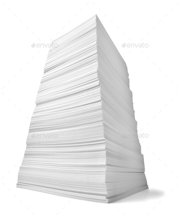paper stack pile office paperwork busniess education Stock Photo by dvatri