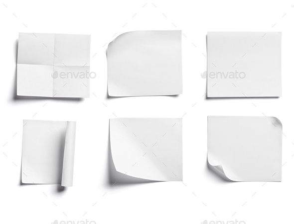 paper message note reminder adhesive sticker blank background white ...