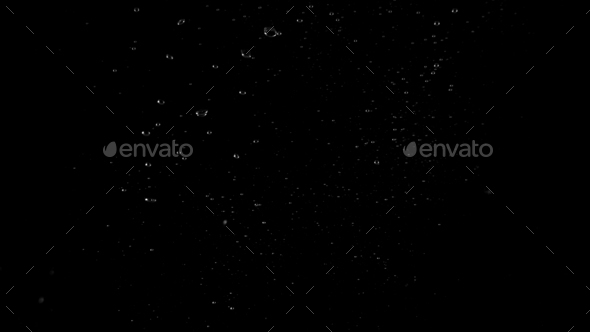 Water bubbles floating after splash underwater and black background ...