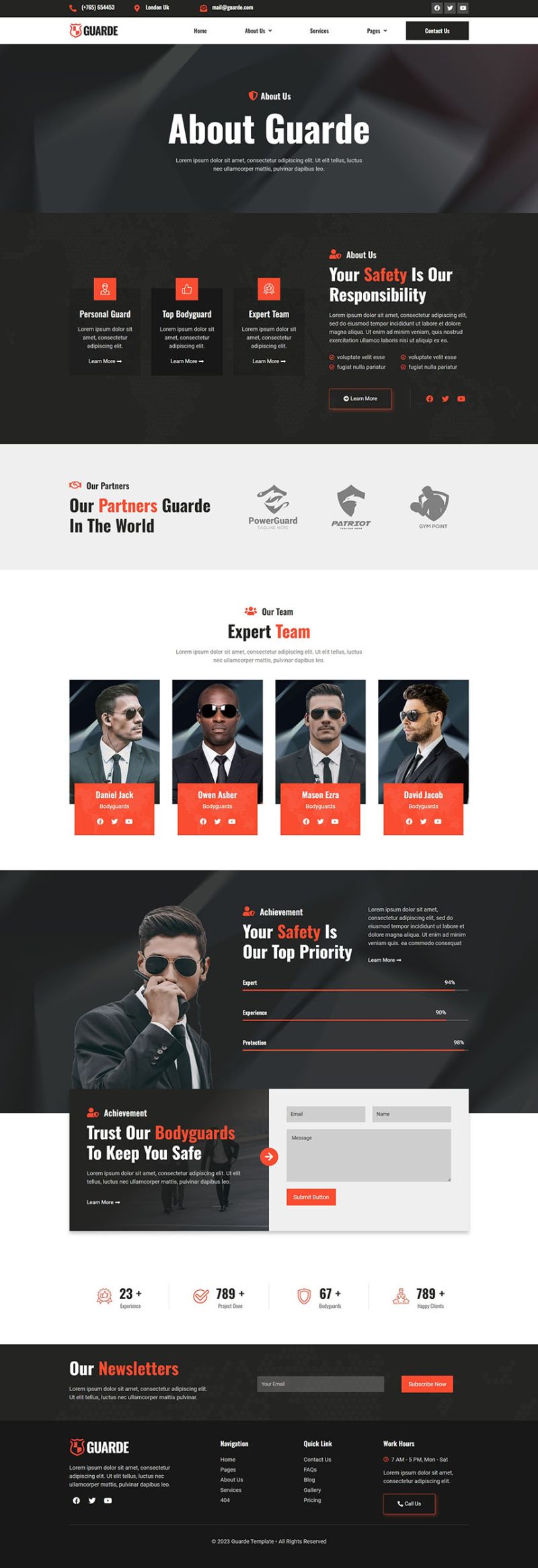 Guarde - Bodyguards & Security Agency Elementor Template Kit by Kitpro