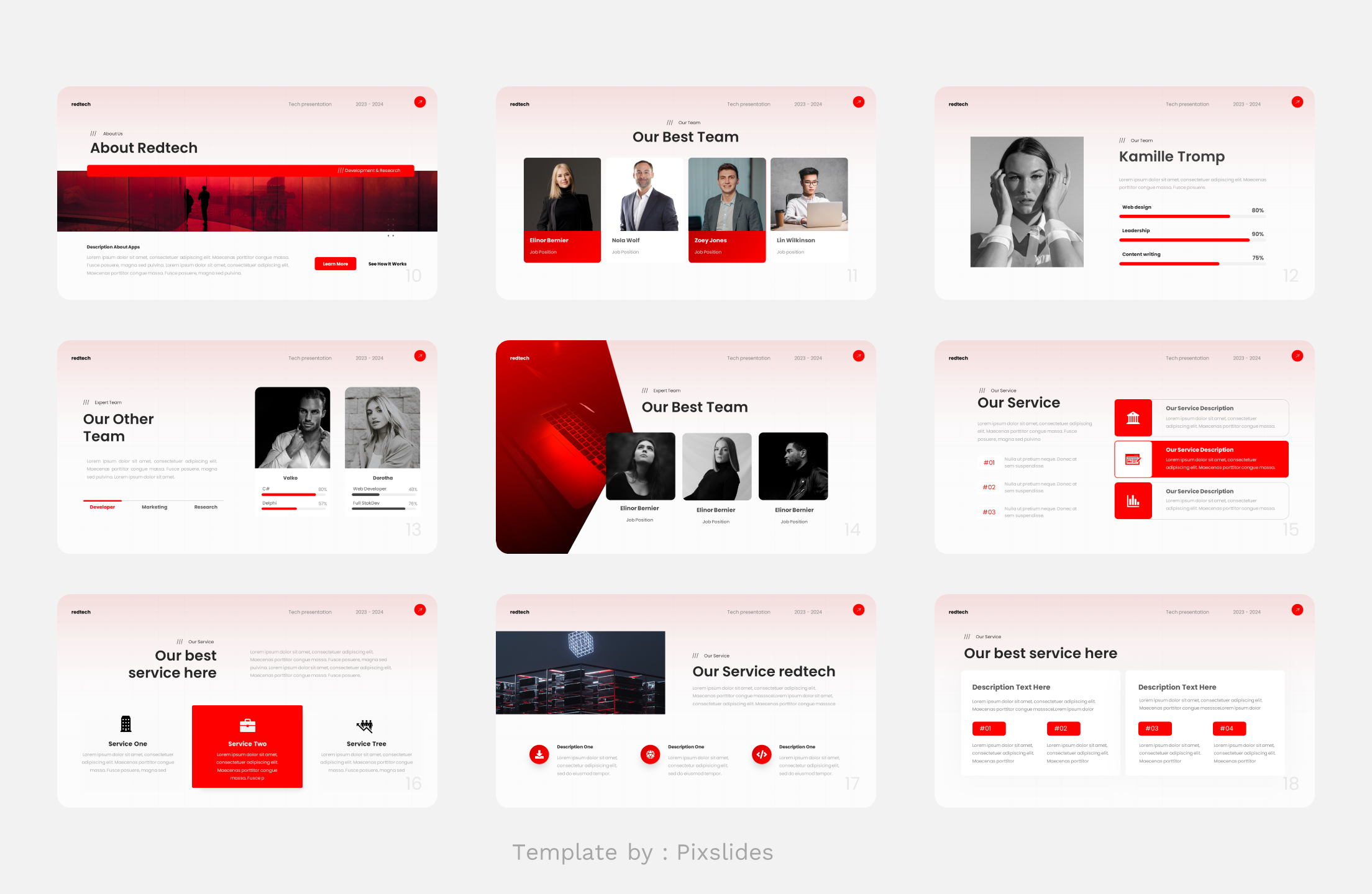Redtech - Red Technology Powerpoint Template, Presentation Templates