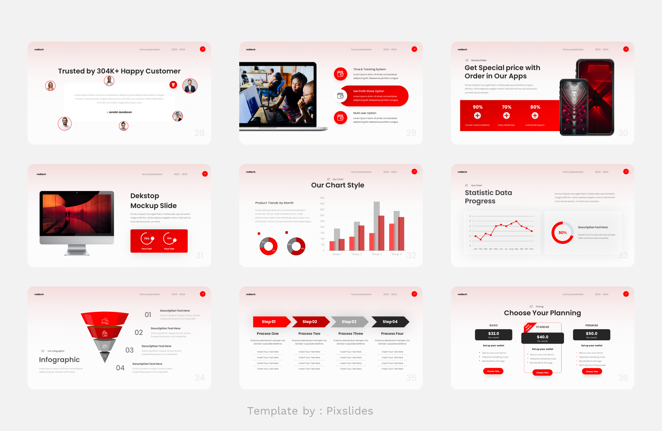 Redtech - Red Technology Powerpoint Template, Presentation Templates