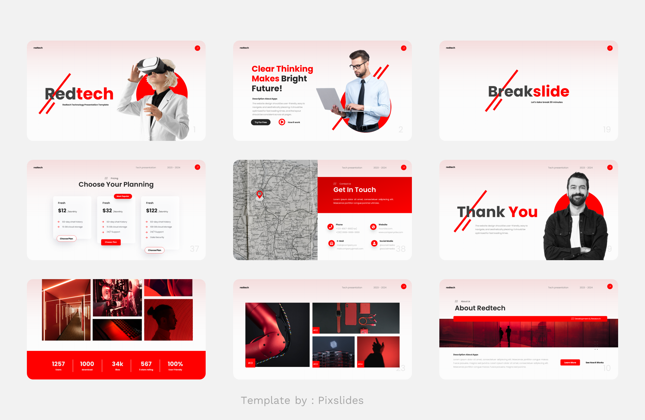Redtech - Red Technology Powerpoint Template, Presentation Templates