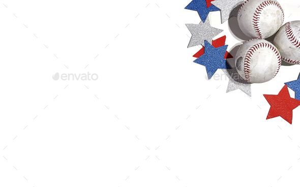 Baseballs with Red White and Blue Stars on White Background Stock Photo ...