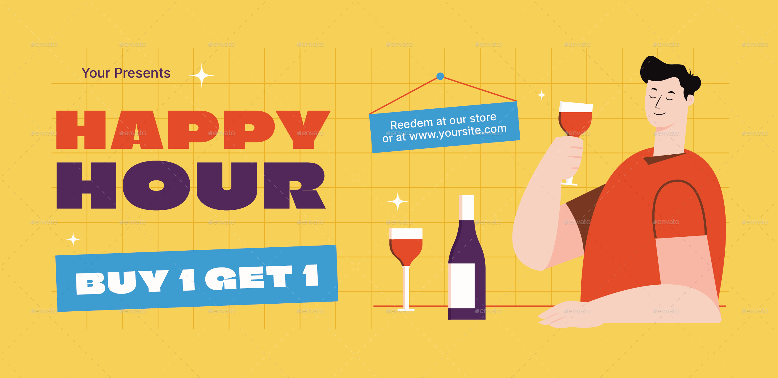 Creative Happy Hour Gift Voucher, Print Templates | GraphicRiver