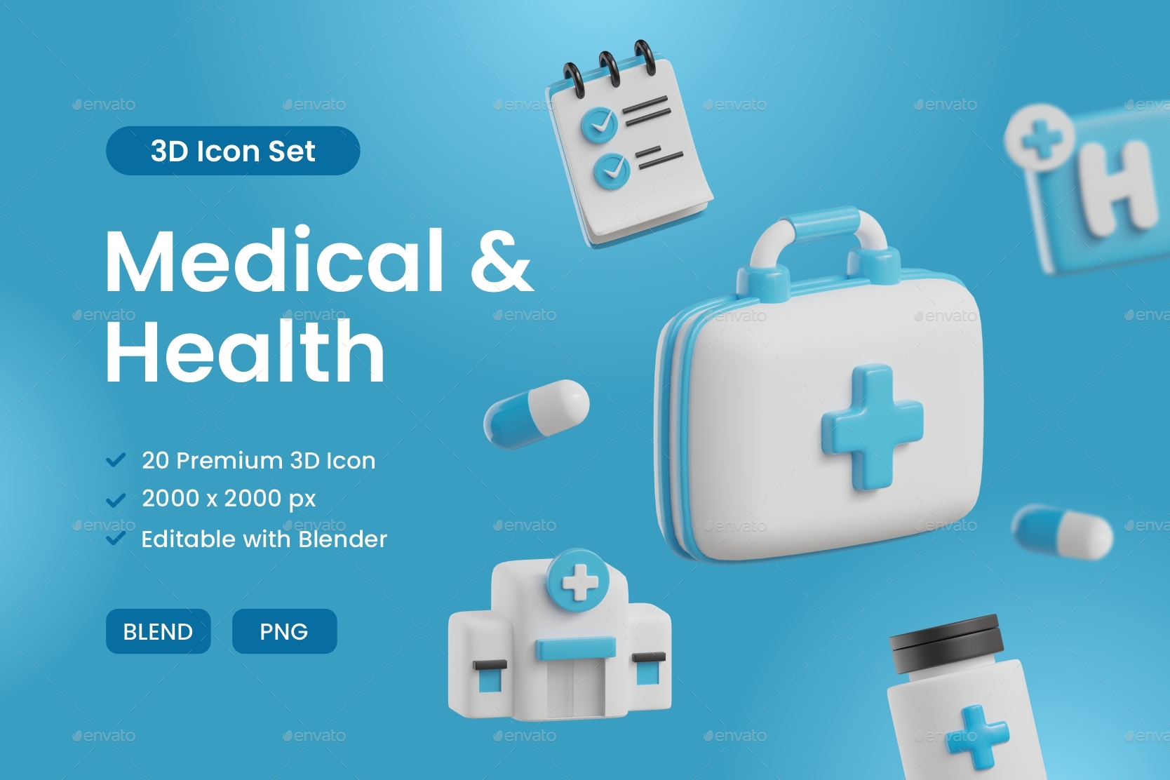 Health 3D Icon Pack, Graphics | GraphicRiver
