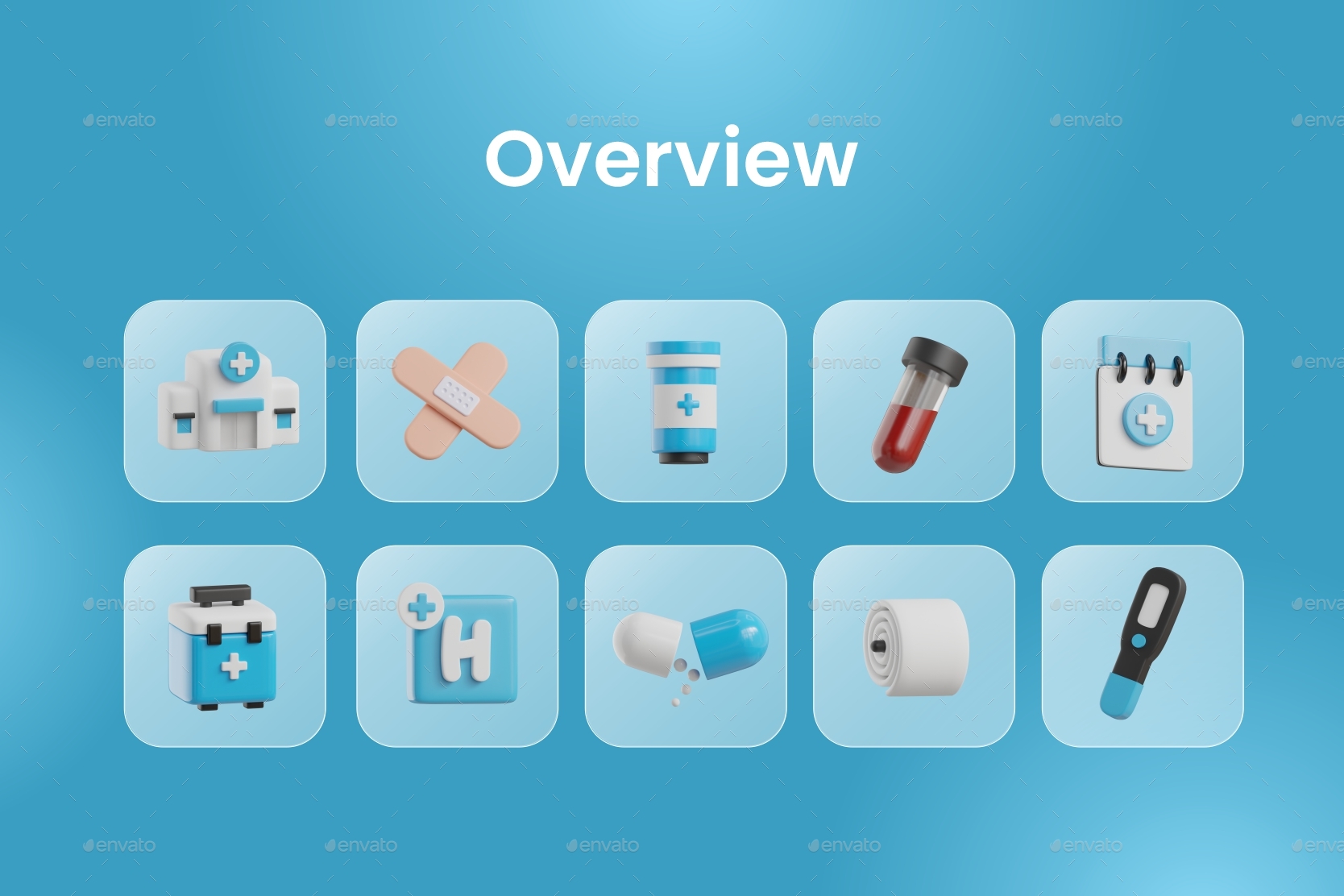 Health 3D Icon Pack, Graphics | GraphicRiver