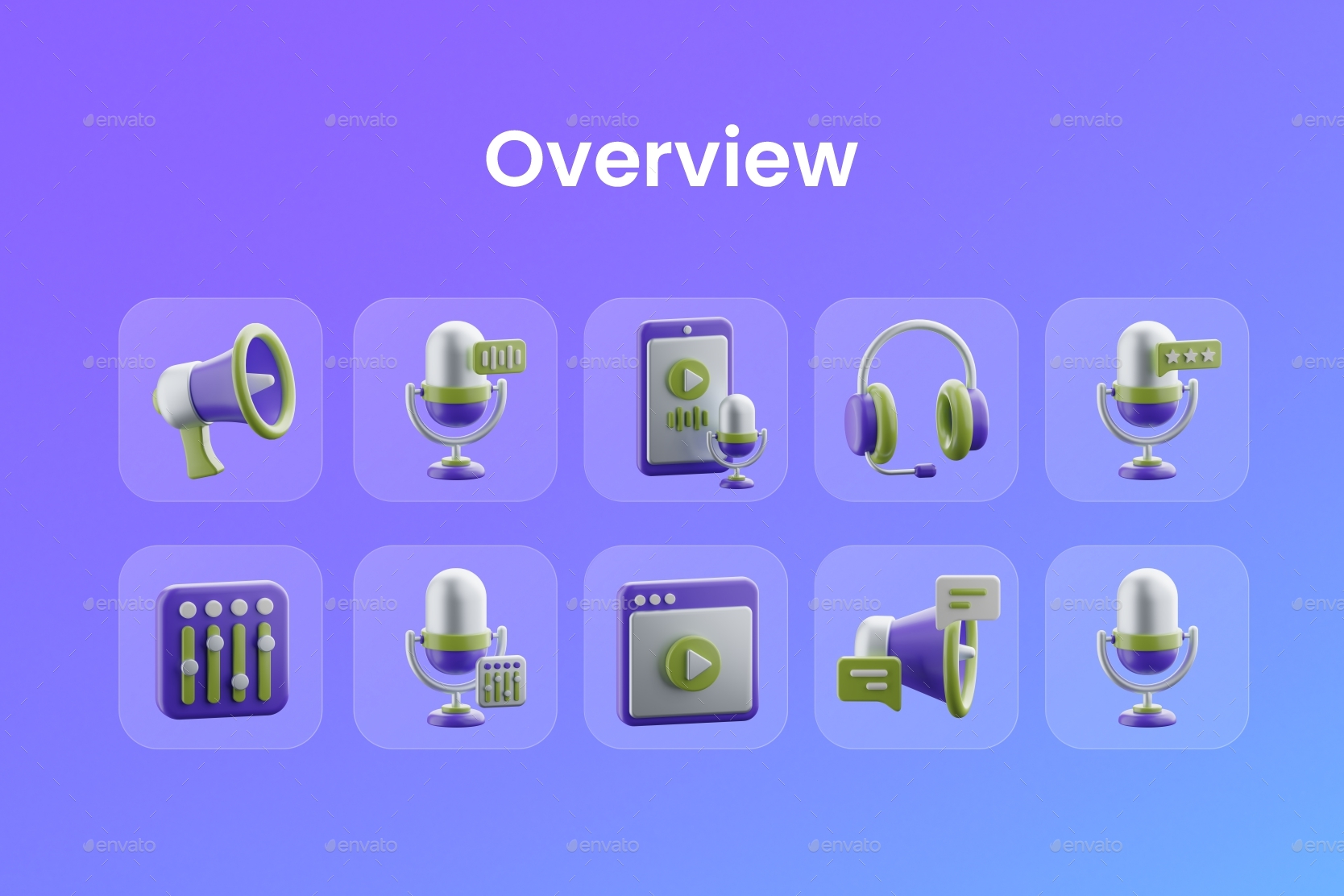 Podcast 3D Icon Pack, Graphics | GraphicRiver