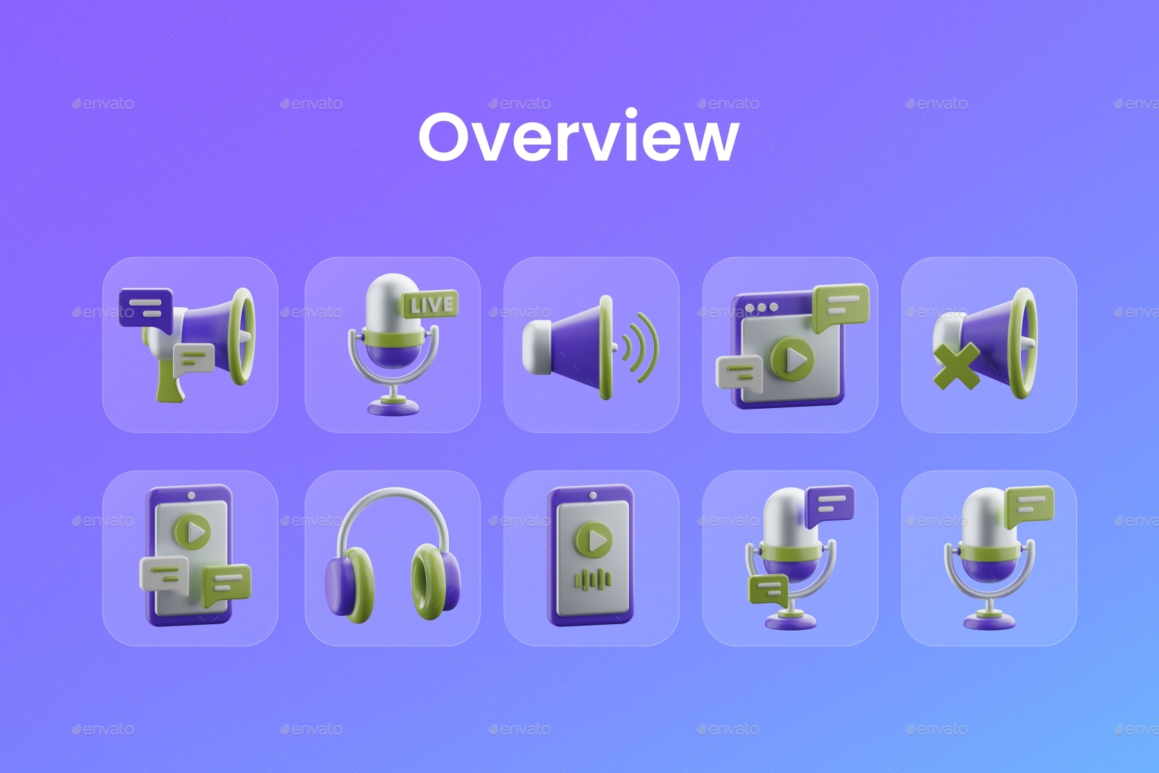 Podcast 3D Icon Pack, Graphics | GraphicRiver