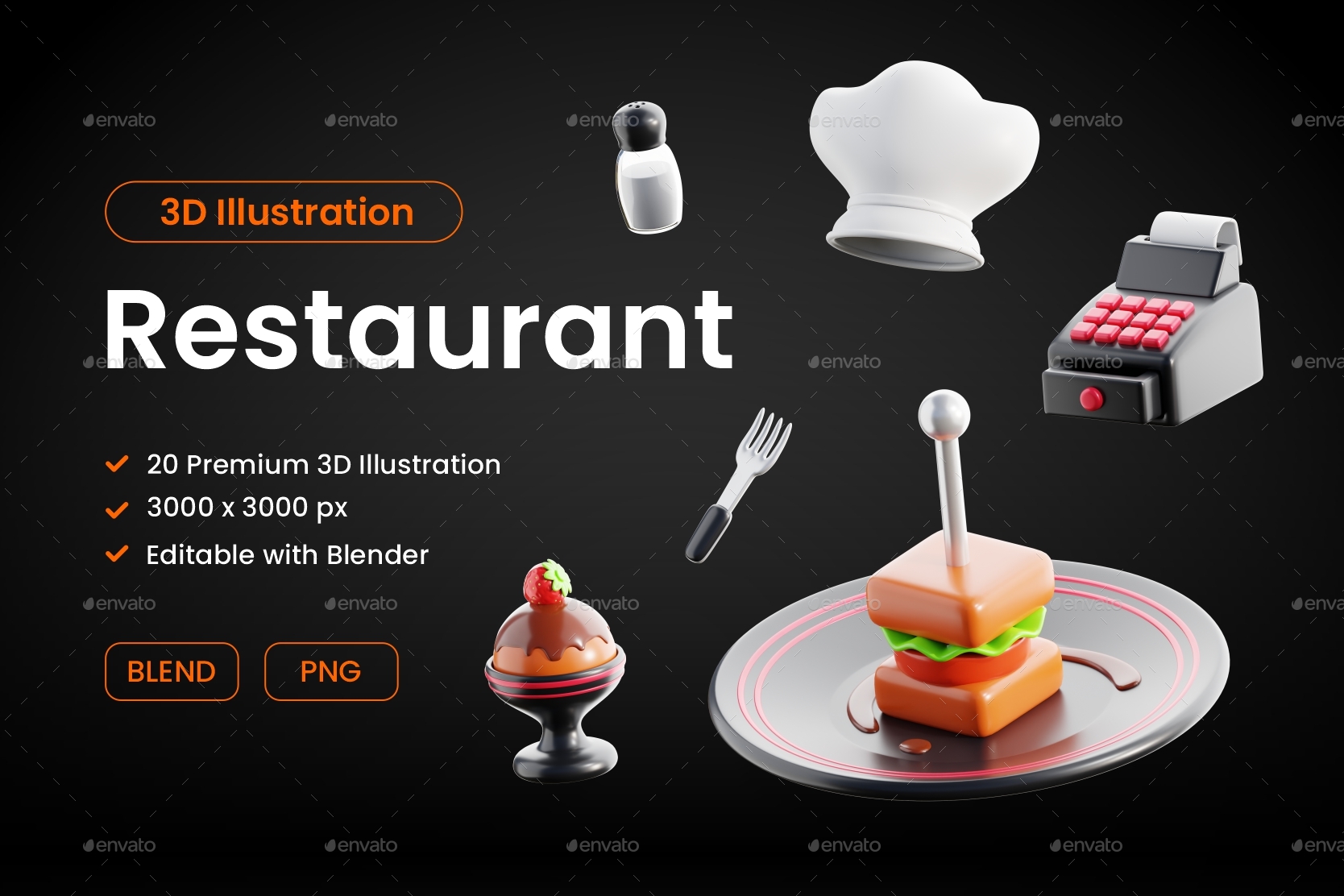 Food & Restaurant 3D Icon Pack, Graphics | GraphicRiver