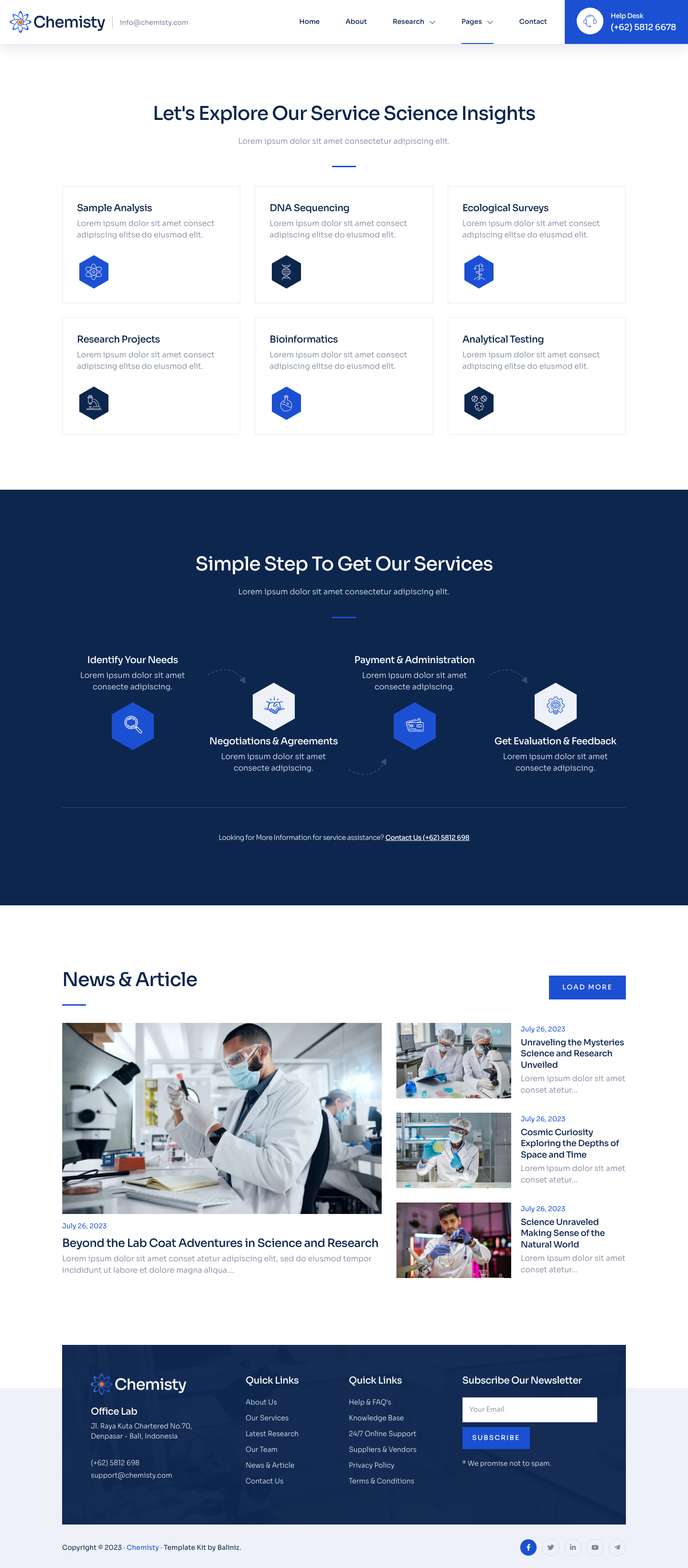 Chemisty – Science Research & Laboratory Elementor Template Kit by baliniz