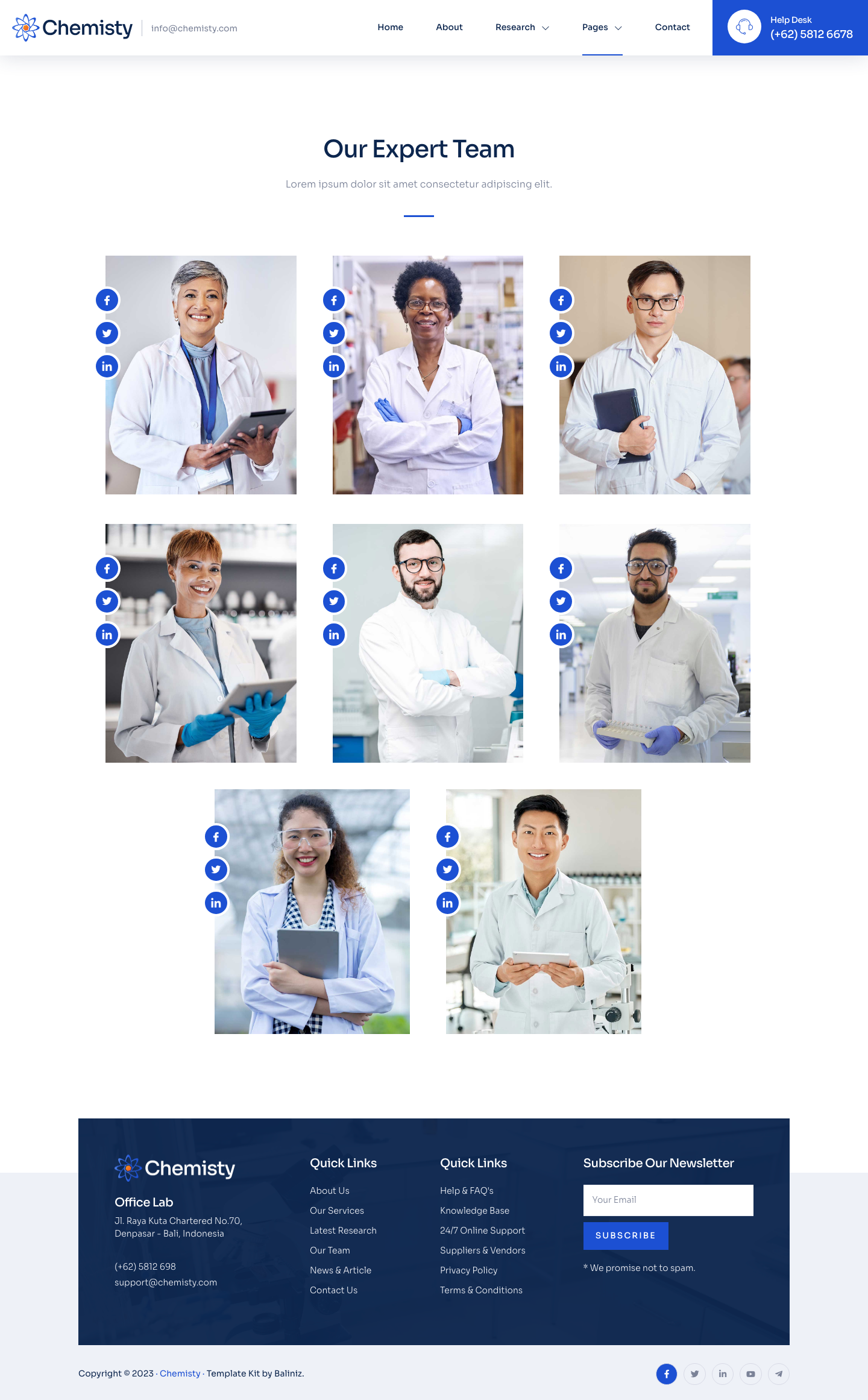 Chemisty – Science Research & Laboratory Elementor Template Kit by baliniz