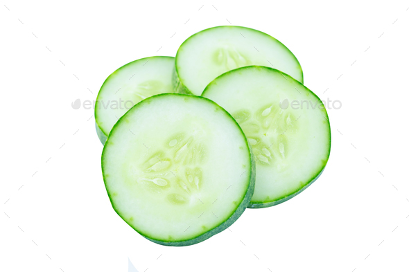 Slice of cucumber isolated on white with clipping path,Cucumber circle ...