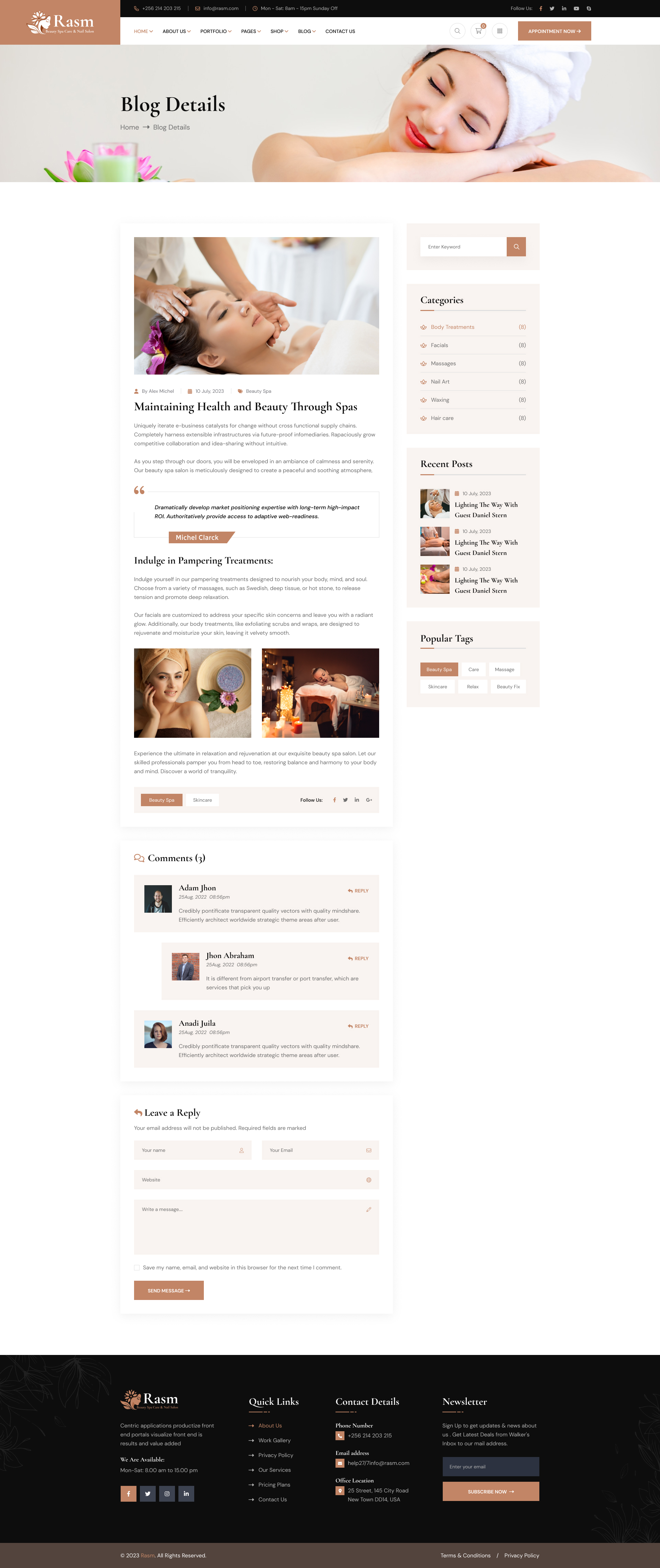 Rasm – Beauty Spa Care & Nail Salon Figma Template by themeholy | ThemeForest