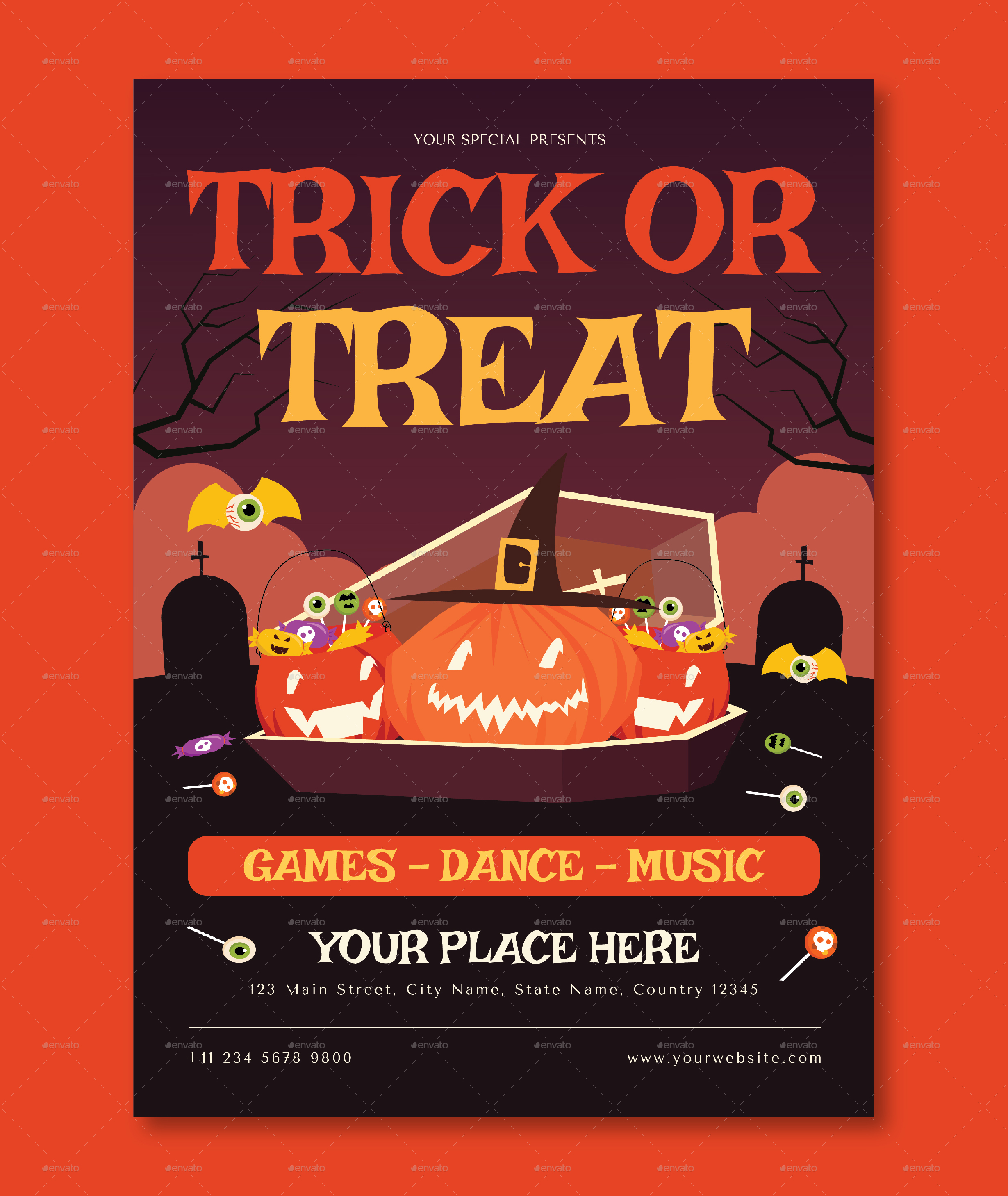 Creative Maaron Trick Or Treat Flyer Set by graphicologystd | GraphicRiver