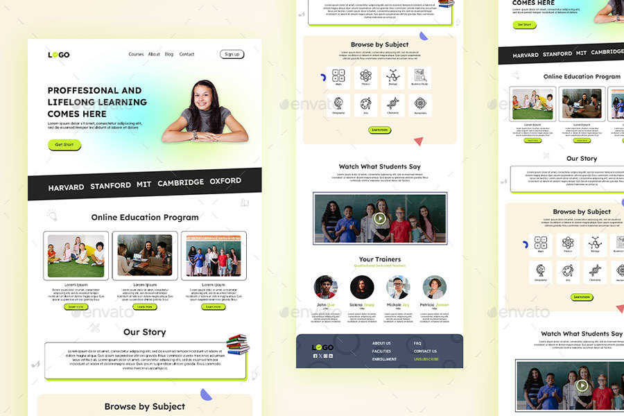 Learning Education Email Newsletter PSD Template, Web Elements ...