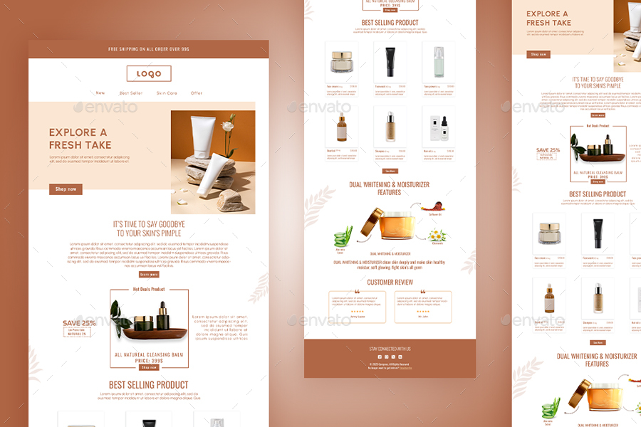 Beauty Products Email Newsletter PSD Template, Web Elements | GraphicRiver
