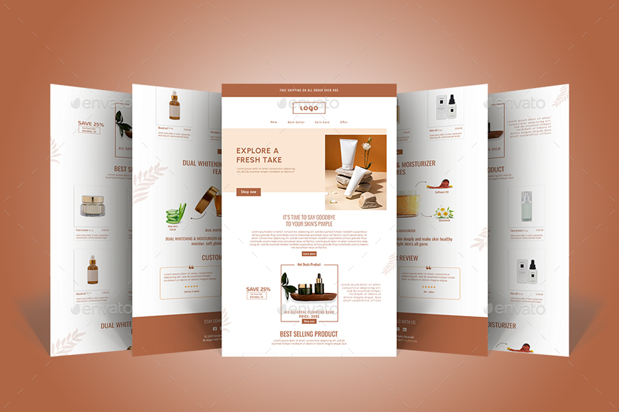 Beauty Products Email Newsletter PSD Template, Web Elements | GraphicRiver